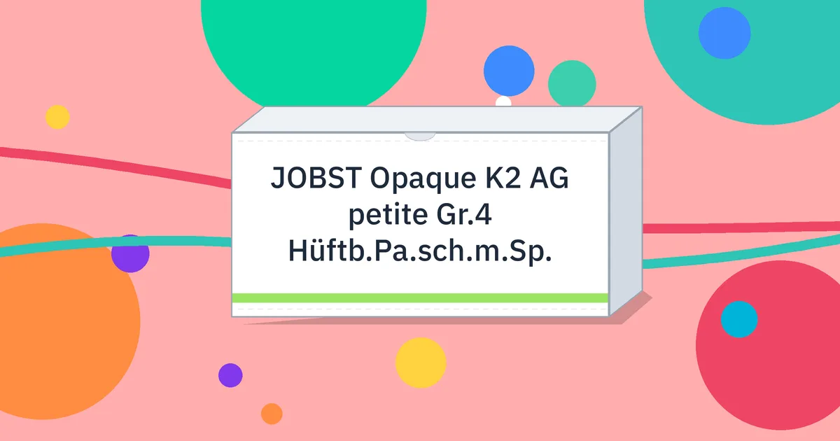 Symbolbild: Packung mit der Aufschrift JOBST Opaque K2 AG petite Gr.4 Hüftb.Pa.sch.m.Sp. (PZN 13114484) – Verfügbarkeit und Bezug in Apotheken in Frankfurt am Main