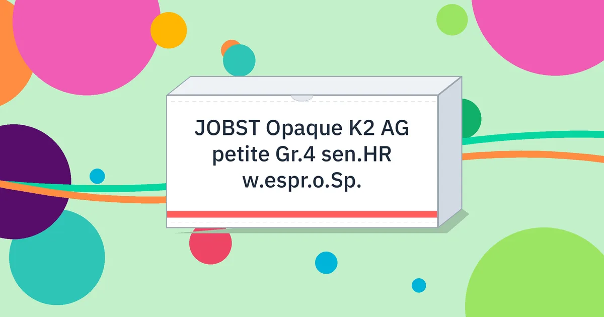 Symbolbild: Packung mit der Aufschrift JOBST Opaque K2 AG petite Gr.4 sen.HR w.espr.o.Sp. (PZN 16285973) – Verfügbarkeit und Bezug in Apotheken in Frankfurt am Main