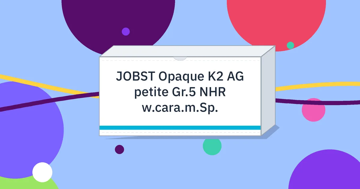 Symbolbild: Packung mit der Aufschrift JOBST Opaque K2 AG petite Gr.5 NHR w.cara.m.Sp. (PZN 11256091) – Verfügbarkeit und Bezug in Apotheken in Frankfurt am Main