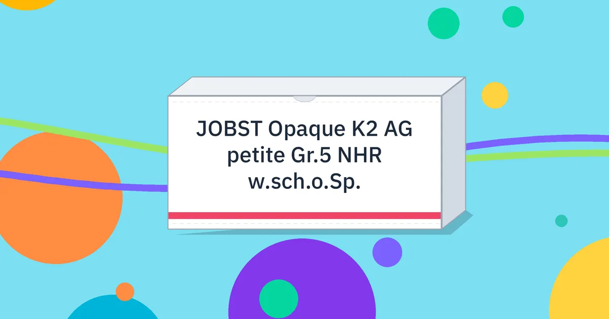 Symbolbild: Packung mit der Aufschrift JOBST Opaque K2 AG petite Gr.5 NHR w.sch.o.Sp. (PZN 11256607) – Verfügbarkeit und Bezug in Apotheken in Frankfurt am Main