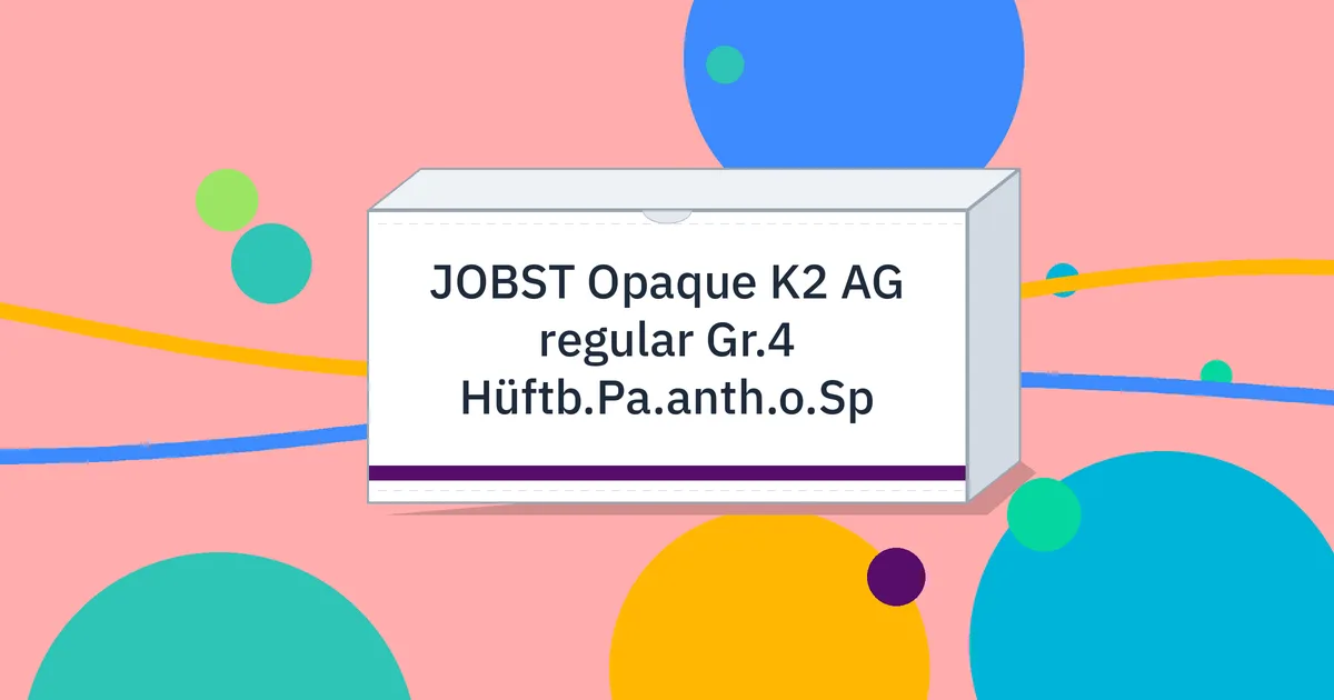 Symbolbild: Packung mit der Aufschrift JOBST Opaque K2 AG regular Gr.4 Hüftb.Pa.anth.o.Sp (PZN 16287676) – Verfügbarkeit und Bezug in Apotheken in Frankfurt am Main