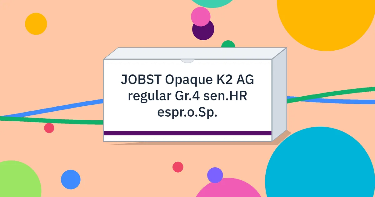 Symbolbild: Packung mit der Aufschrift JOBST Opaque K2 AG regular Gr.4 sen.HR espr.o.Sp. (PZN 16282354) – Verfügbarkeit und Bezug in Apotheken in Frankfurt am Main