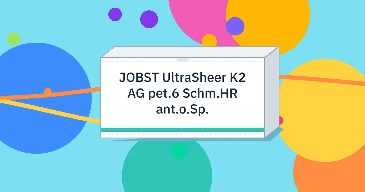 Symbolbild: Packung mit der Aufschrift JOBST UltraSheer K2 AG pet.6 Schm.HR ant.o.Sp. (PZN 13143474) – Verfügbarkeit und Bezug in Apotheken in Frankfurt am Main
