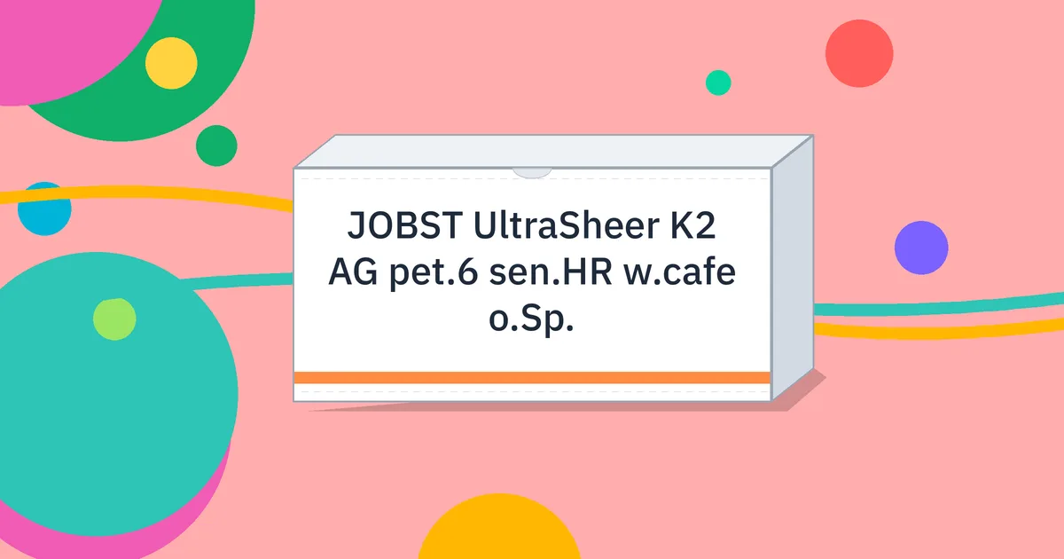 Symbolbild: Packung mit der Aufschrift JOBST UltraSheer K2 AG pet.6 sen.HR w.cafe o.Sp. (PZN 13143416) – Verfügbarkeit und Bezug in Apotheken in Frankfurt am Main