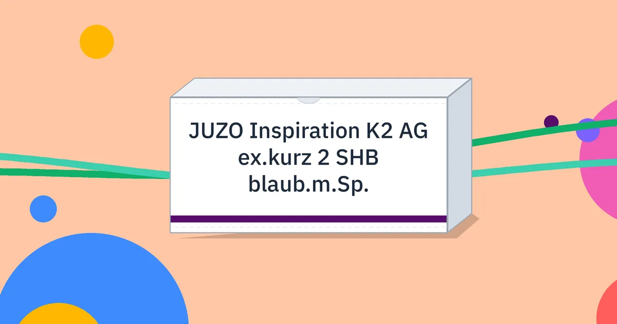 Symbolbild: Packung mit der Aufschrift JUZO Inspiration K2 AG ex.kurz 2 SHB blaub.m.Sp. (PZN 14962145) – Verfügbarkeit und Bezug in Apotheken in Frankfurt am Main