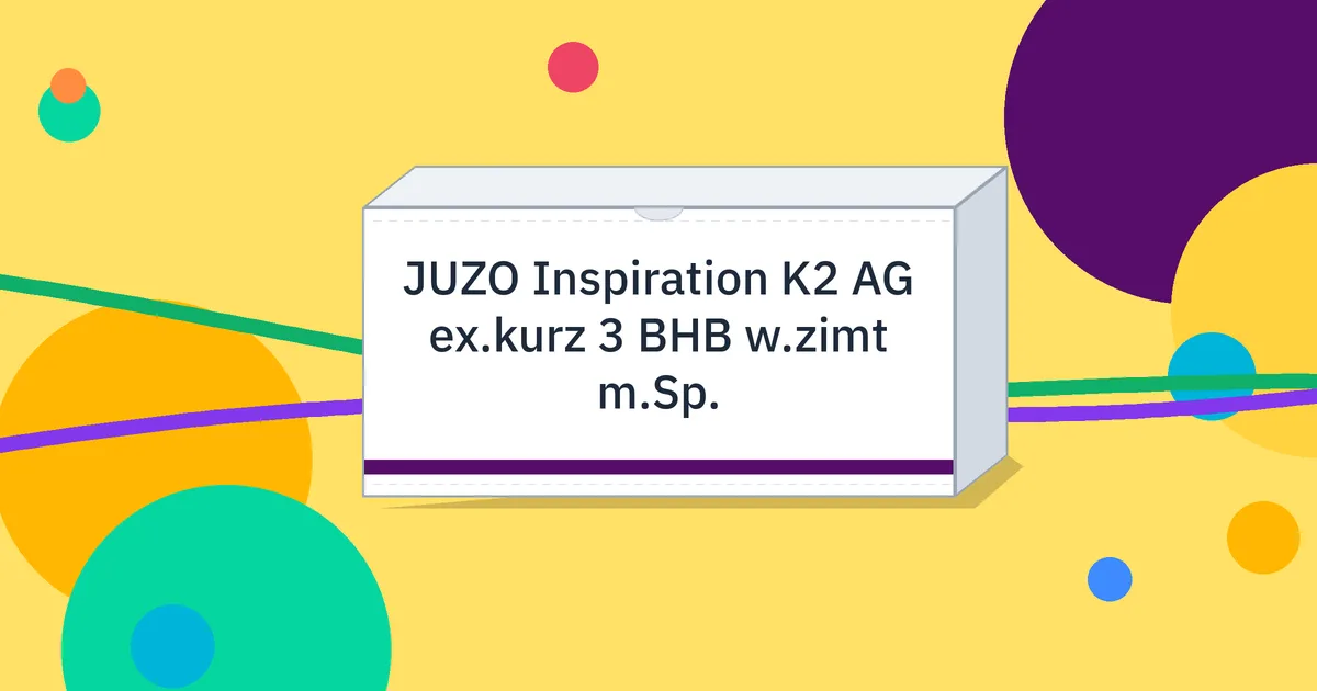 Symbolbild: Packung mit der Aufschrift JUZO Inspiration K2 AG ex.kurz 3 BHB w.zimt m.Sp. (PZN 14851167) – Verfügbarkeit und Bezug in Apotheken in Frankfurt am Main