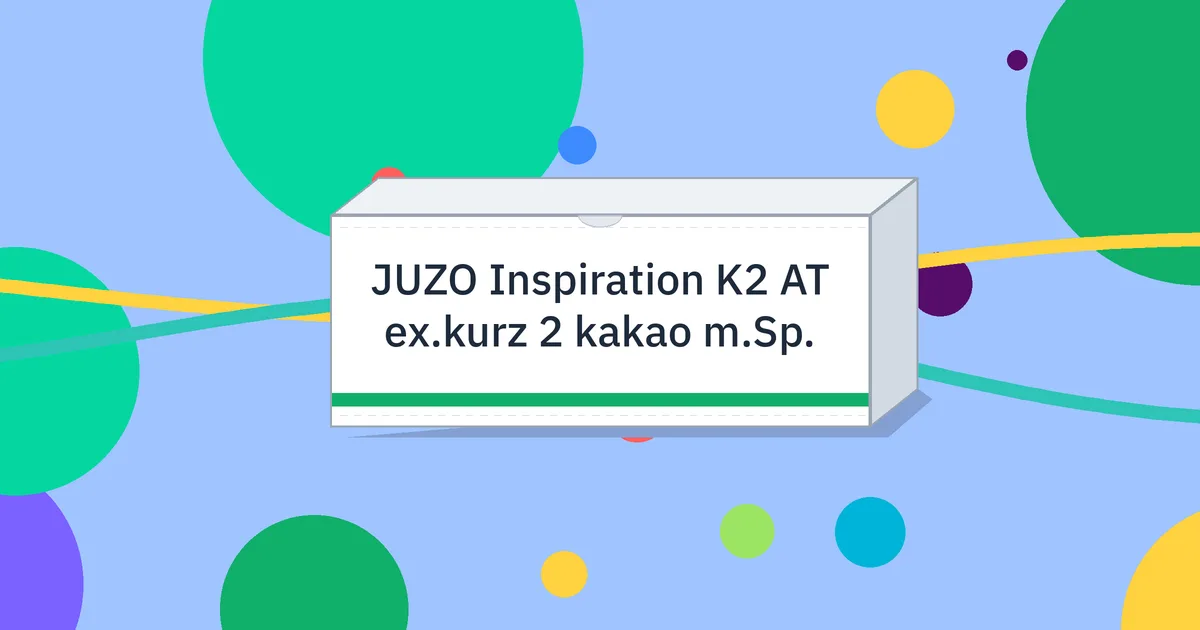 Symbolbild: Packung mit der Aufschrift JUZO Inspiration K2 AT ex.kurz 2 kakao m.Sp. (PZN 14952767) – Verfügbarkeit und Bezug in Apotheken in Frankfurt am Main