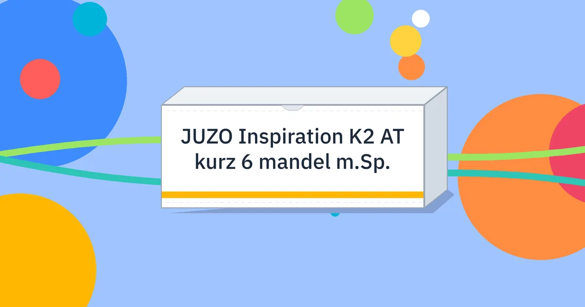 Symbolbild: Packung mit der Aufschrift JUZO Inspiration K2 AT kurz 6 mandel m.Sp. (PZN 14931771) – Verfügbarkeit und Bezug in Apotheken in Frankfurt am Main