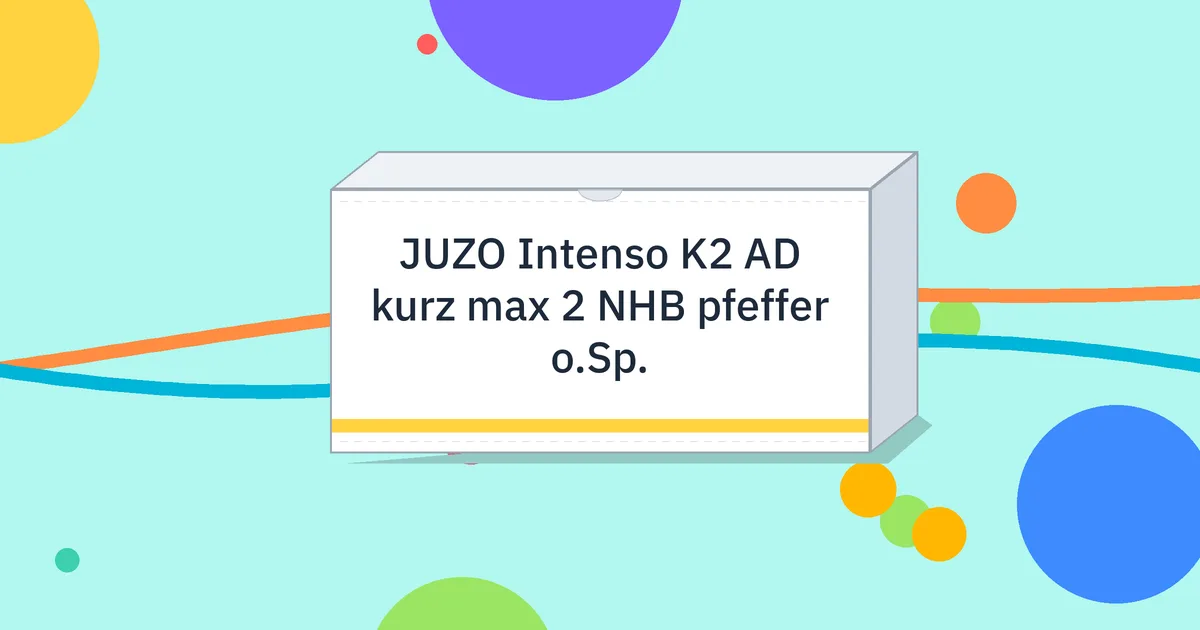 Symbolbild: Packung mit der Aufschrift JUZO Intenso K2 AD kurz max 2 NHB pfeffer o.Sp. (PZN 18622529) – Verfügbarkeit und Bezug in Apotheken in Frankfurt am Main