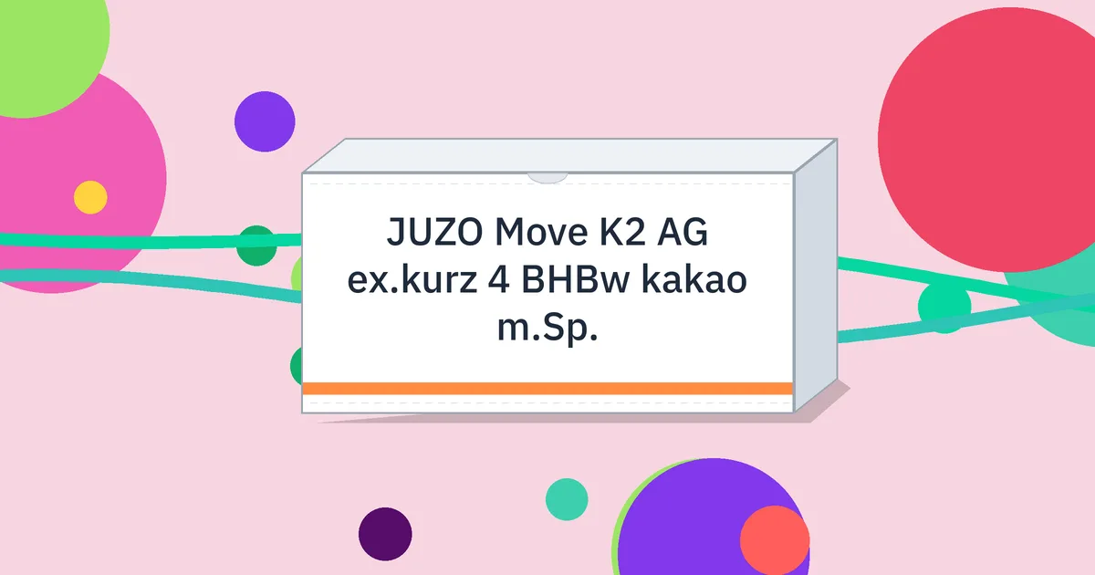 Symbolbild: Packung mit der Aufschrift JUZO Move K2 AG ex.kurz 4 BHBw kakao m.Sp. (PZN 18564045) – Verfügbarkeit und Bezug in Apotheken in Frankfurt am Main
