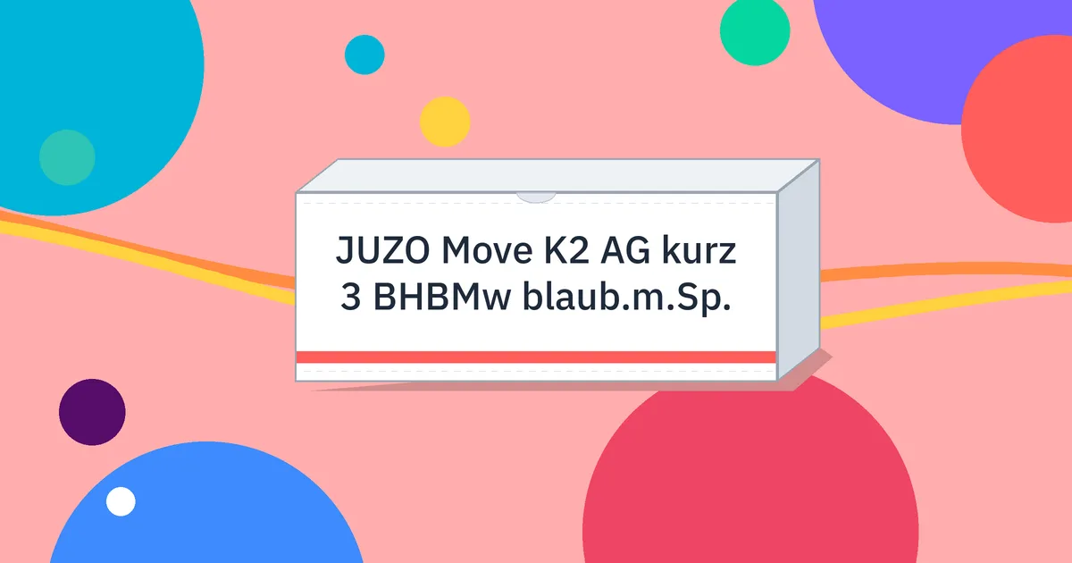 Symbolbild: Packung mit der Aufschrift JUZO Move K2 AG kurz 3 BHBMw blaub.m.Sp. (PZN 18560372) – Verfügbarkeit und Bezug in Apotheken in Frankfurt am Main