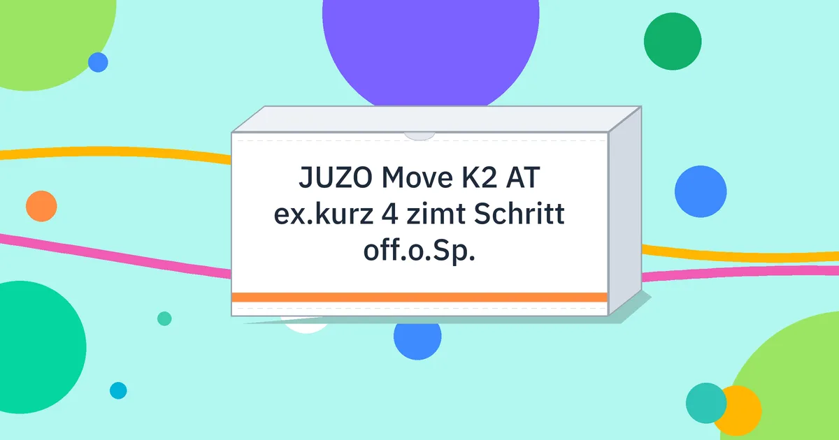 Symbolbild: Packung mit der Aufschrift JUZO Move K2 AT ex.kurz 4 zimt Schritt off.o.Sp. (PZN 20672718) – Verfügbarkeit und Bezug in Apotheken in Frankfurt am Main
