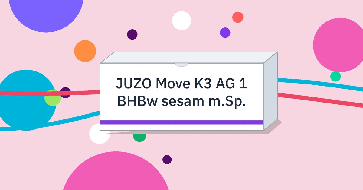 Symbolbild: Packung mit der Aufschrift JUZO Move K3 AG 1 BHBw sesam m.Sp. (PZN 18575899) – Verfügbarkeit und Bezug in Apotheken in Frankfurt am Main