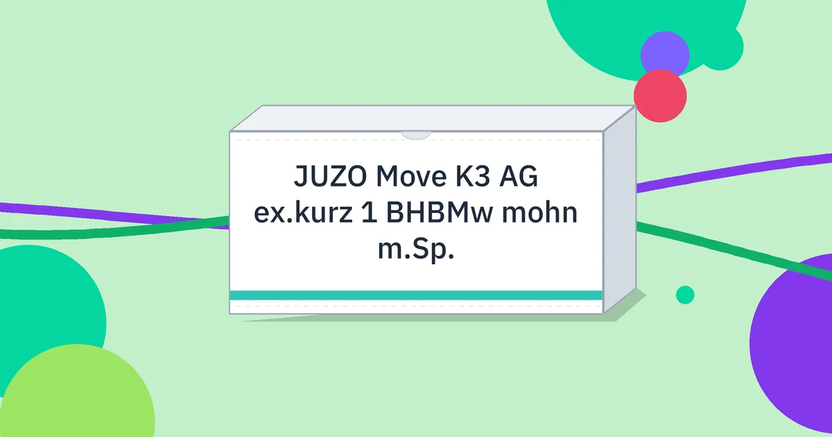Symbolbild: Packung mit der Aufschrift JUZO Move K3 AG ex.kurz 1 BHBMw mohn m.Sp. (PZN 18596080) – Verfügbarkeit und Bezug in Apotheken in Frankfurt am Main