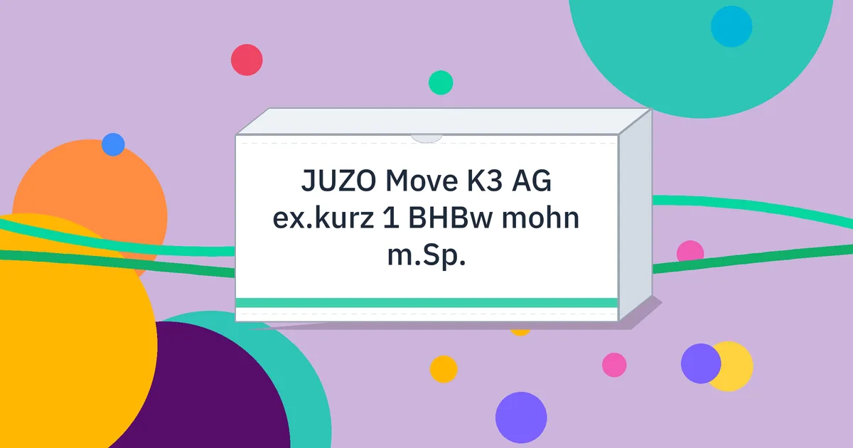 Symbolbild: Packung mit der Aufschrift JUZO Move K3 AG ex.kurz 1 BHBw mohn m.Sp. (PZN 18595637) – Verfügbarkeit und Bezug in Apotheken in Frankfurt am Main