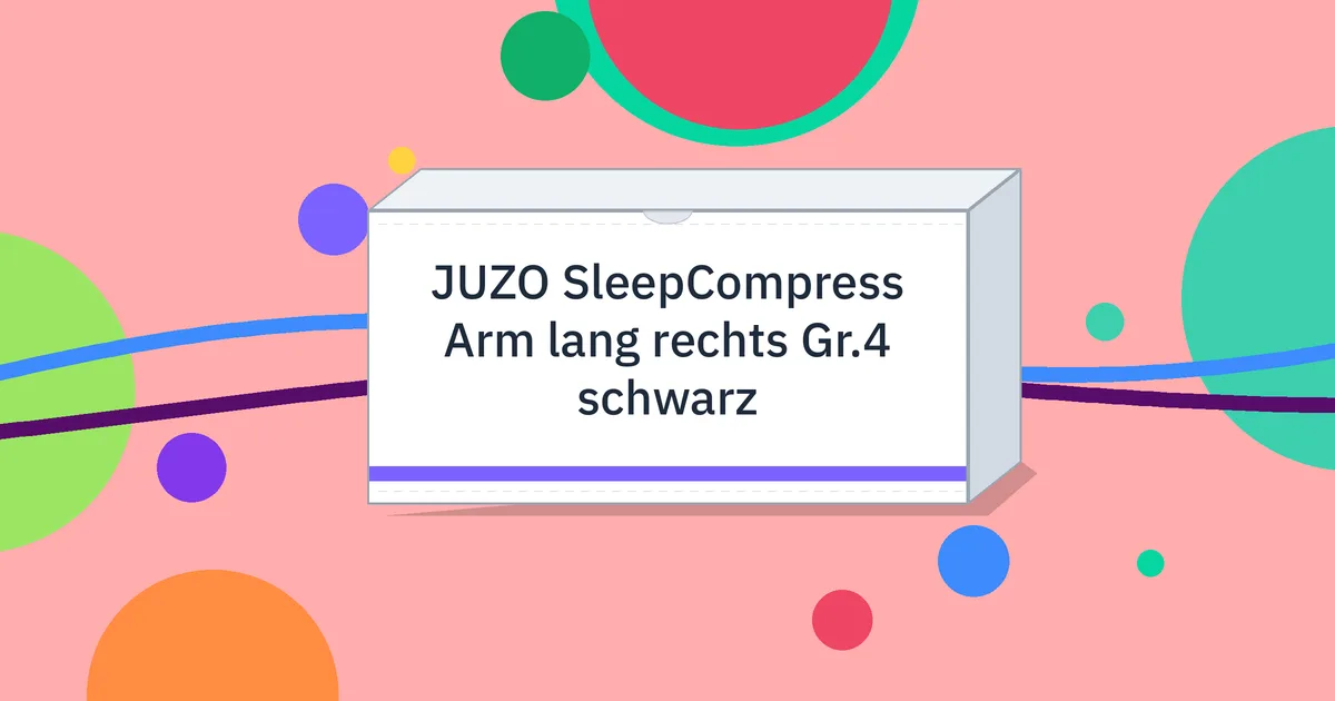 Symbolbild: Packung mit der Aufschrift JUZO SleepCompress Arm lang rechts Gr.4 schwarz (PZN 18298862) – Verfügbarkeit und Bezug in Apotheken in Frankfurt am Main