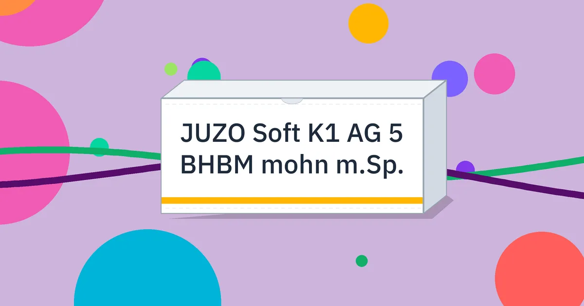Symbolbild: Packung mit der Aufschrift JUZO Soft K1 AG 5 BHBM mohn m.Sp. (PZN 14855248) – Verfügbarkeit und Bezug in Apotheken in Frankfurt am Main