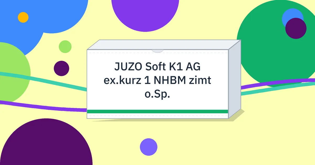 Symbolbild: Packung mit der Aufschrift JUZO Soft K1 AG ex.kurz 1 NHBM zimt o.Sp. (PZN 14996782) – Verfügbarkeit und Bezug in Apotheken in Frankfurt am Main