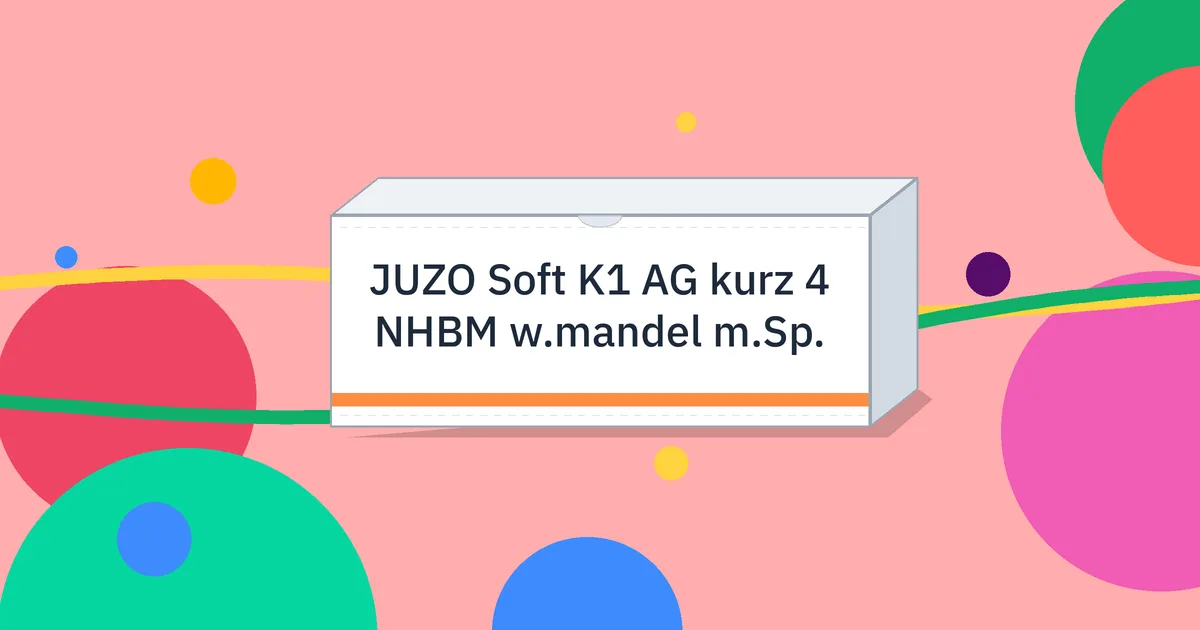 Symbolbild: Packung mit der Aufschrift JUZO Soft K1 AG kurz 4 NHBM w.mandel m.Sp. (PZN 15016320) – Verfügbarkeit und Bezug in Apotheken in Frankfurt am Main