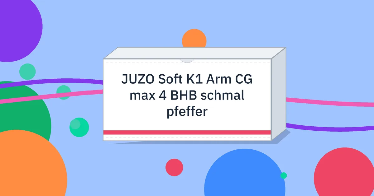 Symbolbild: Packung mit der Aufschrift JUZO Soft K1 Arm CG max 4 BHB schmal pfeffer (PZN 15509399) – Verfügbarkeit und Bezug in Apotheken in Frankfurt am Main