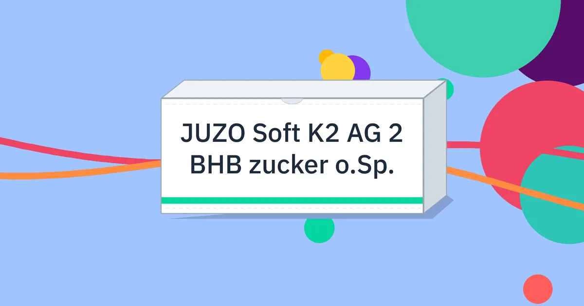 Symbolbild: Packung mit der Aufschrift JUZO Soft K2 AG 2 BHB zucker o.Sp. (PZN 14825201) – Verfügbarkeit und Bezug in Apotheken in Frankfurt am Main