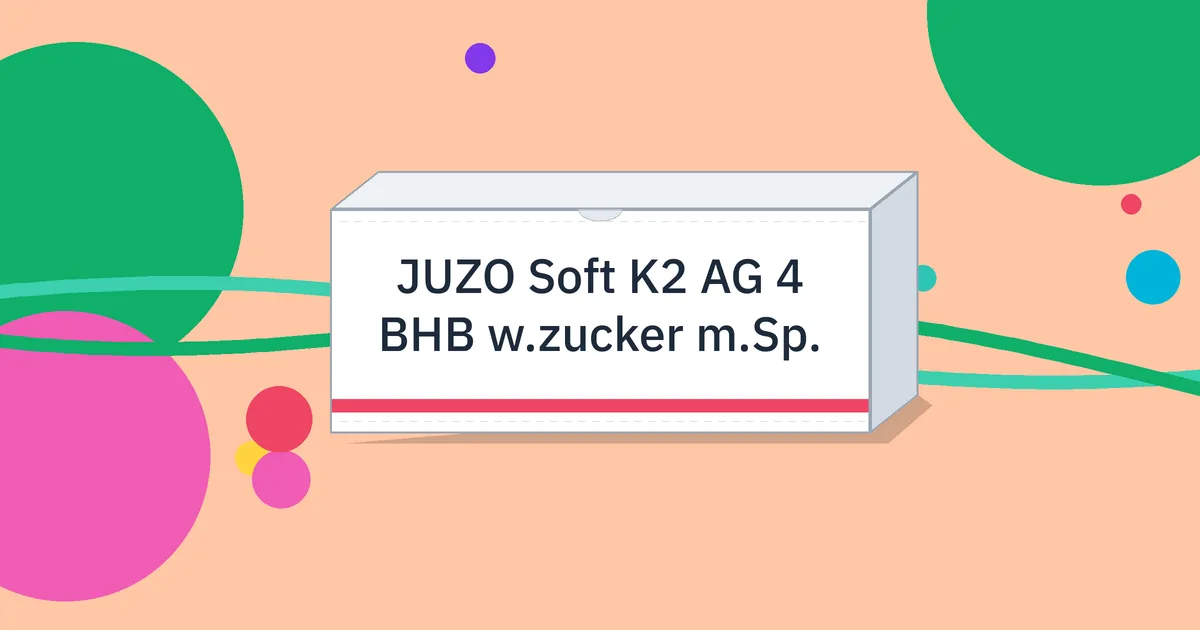 Symbolbild: Packung mit der Aufschrift JUZO Soft K2 AG 4 BHB w.zucker m.Sp. (PZN 14840488) – Verfügbarkeit und Bezug in Apotheken in Frankfurt am Main