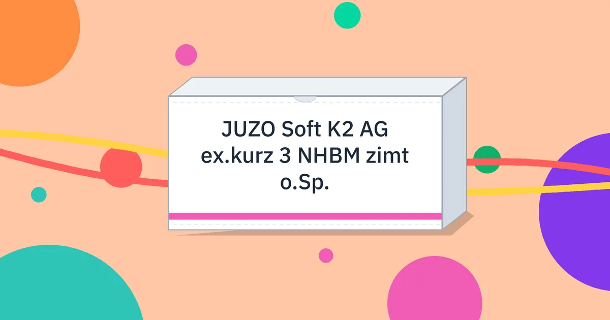 Symbolbild: Packung mit der Aufschrift JUZO Soft K2 AG ex.kurz 3 NHBM zimt o.Sp. (PZN 14998717) – Verfügbarkeit und Bezug in Apotheken in Frankfurt am Main