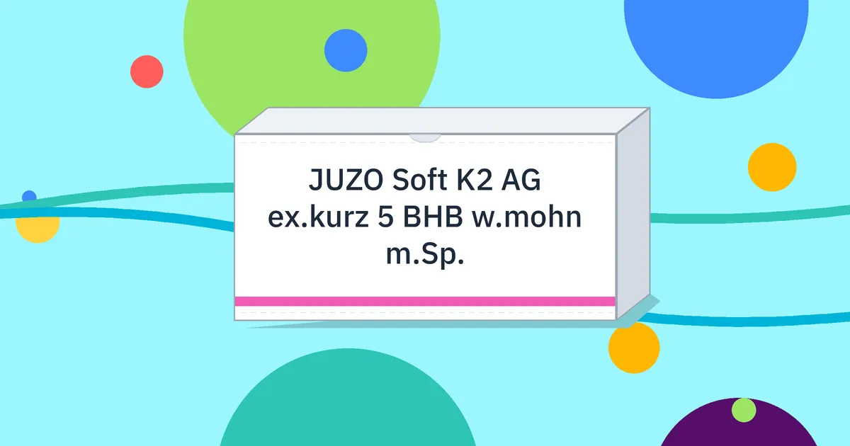 Symbolbild: Packung mit der Aufschrift JUZO Soft K2 AG ex.kurz 5 BHB w.mohn m.Sp. (PZN 14843653) – Verfügbarkeit und Bezug in Apotheken in Frankfurt am Main