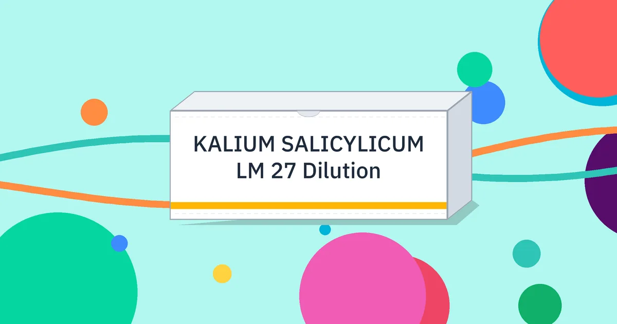 Symbolbild: Packung mit der Aufschrift KALIUM SALICYLICUM LM 27 Dilution (PZN 12925619) – Verfügbarkeit und Bezug in Apotheken in Frankfurt am Main