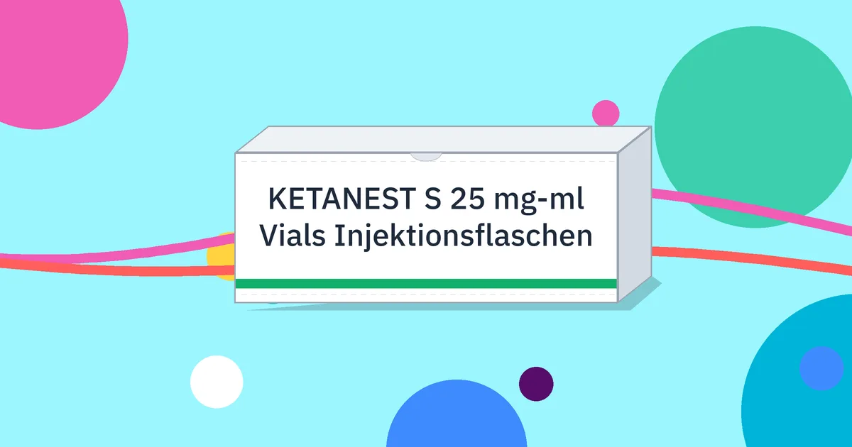Symbolbild: Packung mit der Aufschrift KETANEST S 25 mg-ml Vials Injektionsflaschen (PZN 15241695) – Verfügbarkeit und Bezug in Apotheken in Frankfurt am Main