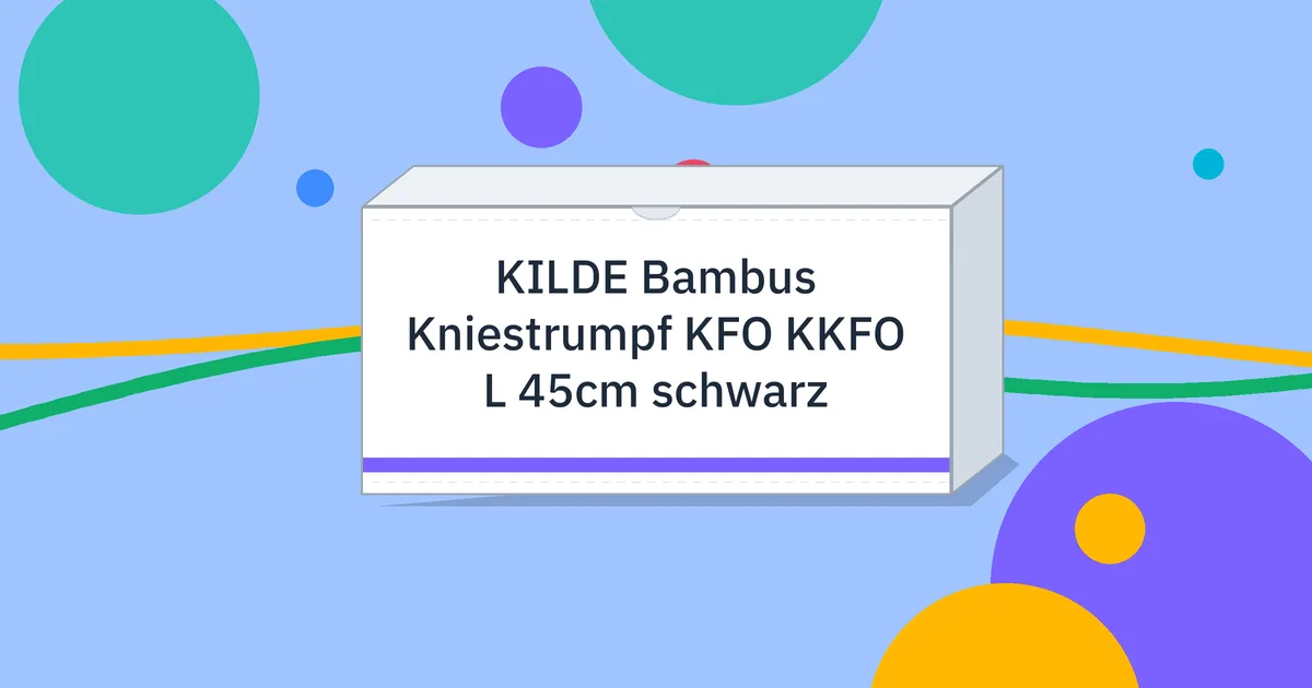 Symbolbild: Packung mit der Aufschrift KILDE Bambus Kniestrumpf KFO KKFO L 45cm schwarz (PZN 20798632) – Verfügbarkeit und Bezug in Apotheken in Frankfurt am Main