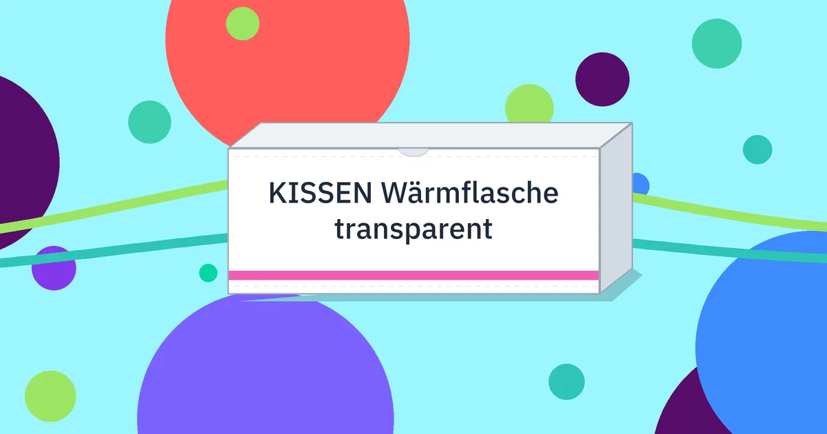Symbolbild: Packung mit der Aufschrift KISSEN Wärmflasche transparent (PZN 01153993) – Verfügbarkeit und Bezug in Apotheken in Frankfurt am Main