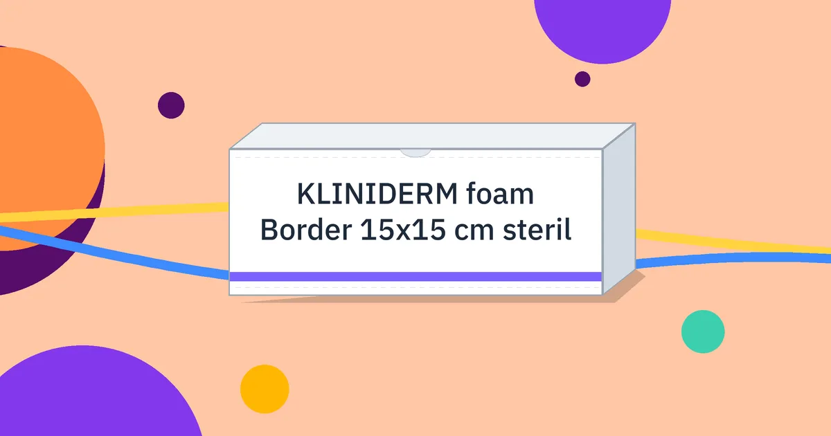 Symbolbild: Packung mit der Aufschrift KLINIDERM foam Border 15x15 cm steril (PZN 15783433) – Verfügbarkeit und Bezug in Apotheken in Frankfurt am Main