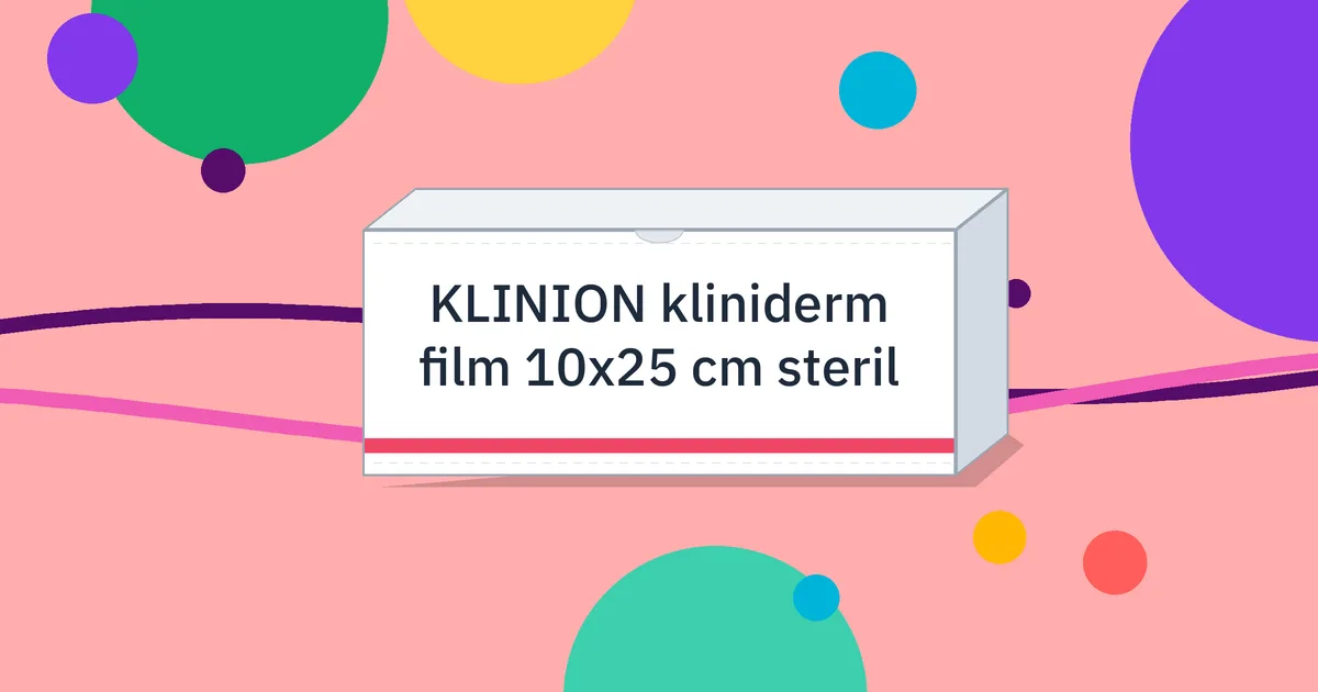 Symbolbild: Packung mit der Aufschrift KLINION kliniderm film 10x25 cm steril (PZN 19519710) – Verfügbarkeit und Bezug in Apotheken in Frankfurt am Main