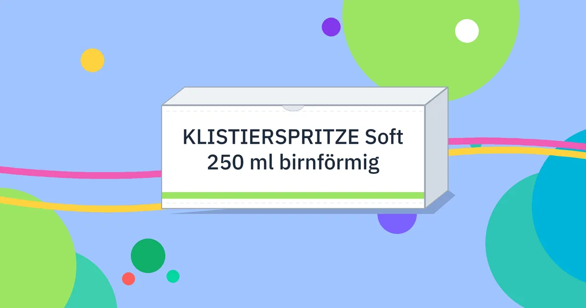 Symbolbild: Packung mit der Aufschrift KLISTIERSPRITZE Soft 250 ml birnförmig (PZN 19101896) – Verfügbarkeit und Bezug in Apotheken in Frankfurt am Main
