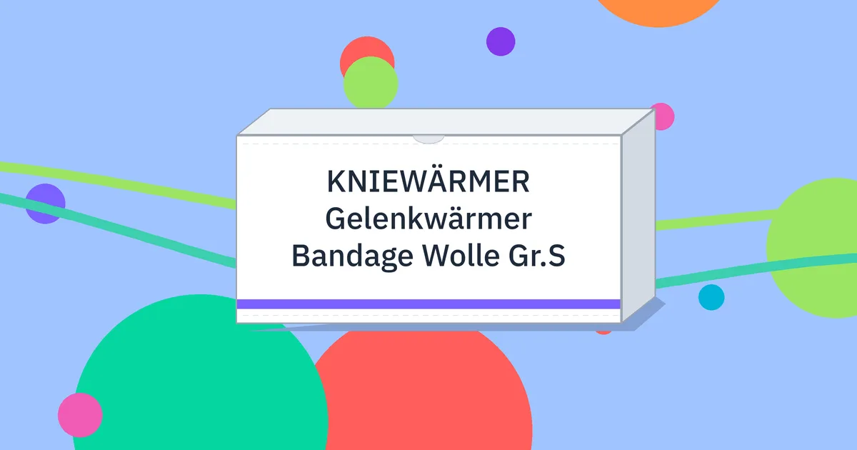 Symbolbild: Packung mit der Aufschrift KNIEWÄRMER Gelenkwärmer Bandage Wolle Gr.S (PZN 19390736) – Verfügbarkeit und Bezug in Apotheken in Frankfurt am Main