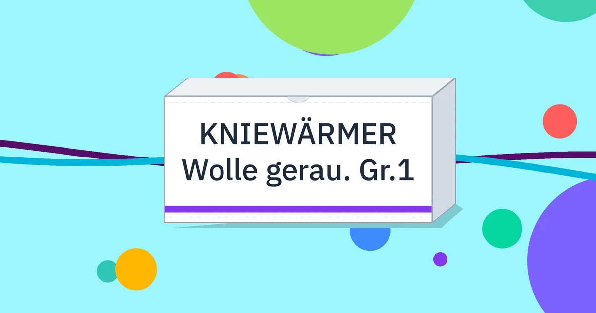 Symbolbild: Packung mit der Aufschrift KNIEWÄRMER Wolle gerau. Gr.1 (PZN 02008738) – Verfügbarkeit und Bezug in Apotheken in Frankfurt am Main