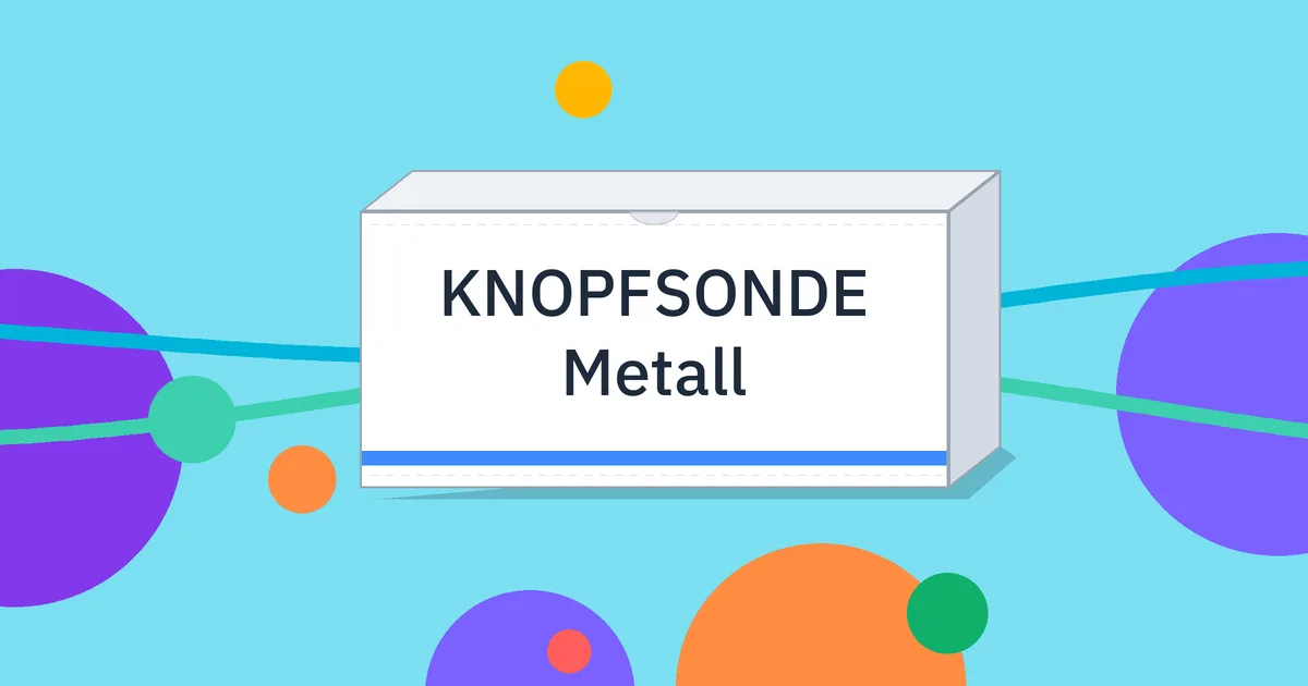 Symbolbild: Packung mit der Aufschrift KNOPFSONDE Metall (PZN 01731183) – Verfügbarkeit und Bezug in Apotheken in Frankfurt am Main