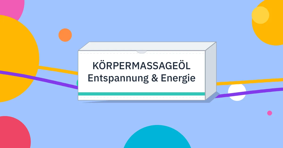 Symbolbild: Packung mit der Aufschrift KÖRPERMASSAGEÖL Entspannung & Energie (PZN 20316538) – Verfügbarkeit und Bezug in Apotheken in Frankfurt am Main