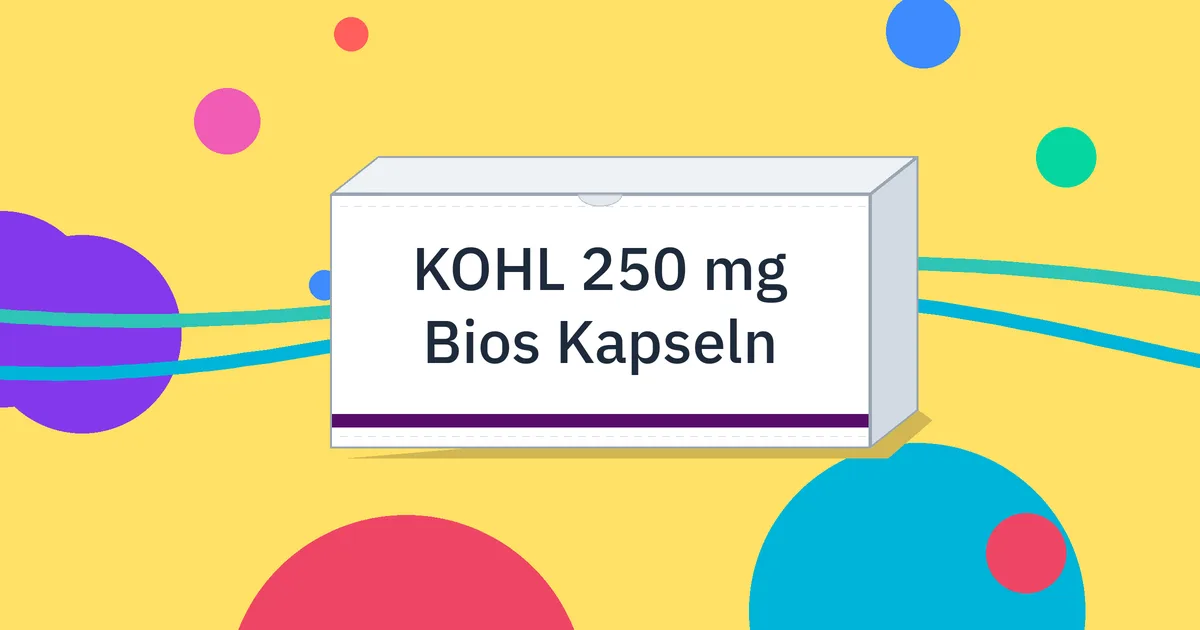 Symbolbild: Packung mit der Aufschrift KOHL 250 mg Bios Kapseln (PZN 00978668) – Verfügbarkeit und Bezug in Apotheken in Frankfurt am Main