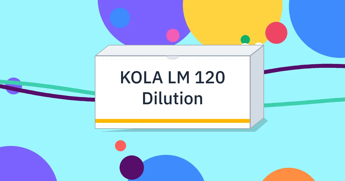 Symbolbild: Packung mit der Aufschrift KOLA LM 120 Dilution (PZN 13519749) – Verfügbarkeit und Bezug in Apotheken in Frankfurt am Main