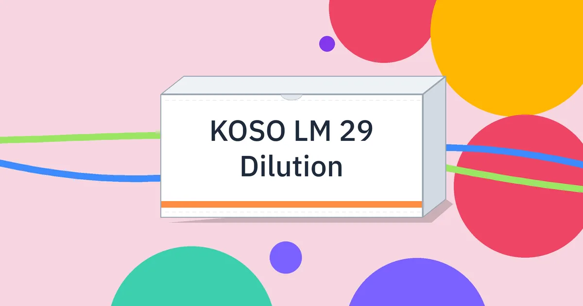 Symbolbild: Packung mit der Aufschrift KOSO LM 29 Dilution (PZN 13520095) – Verfügbarkeit und Bezug in Apotheken in Frankfurt am Main