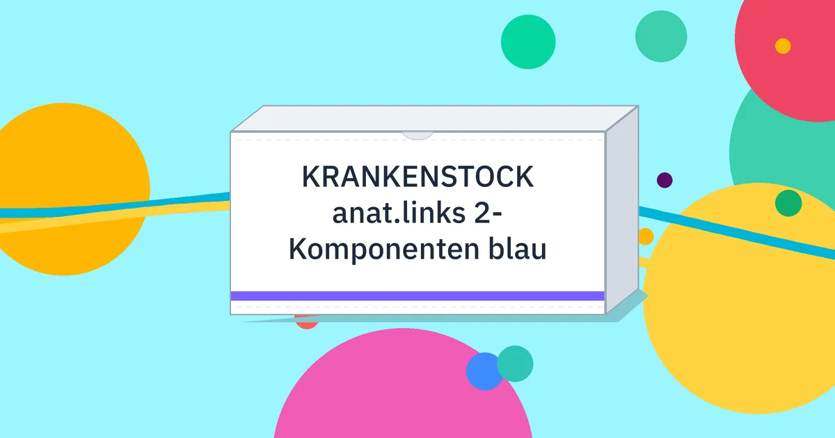 Symbolbild: Packung mit der Aufschrift KRANKENSTOCK anat.links 2-Komponenten blau (PZN 04456151) – Verfügbarkeit und Bezug in Apotheken in Frankfurt am Main