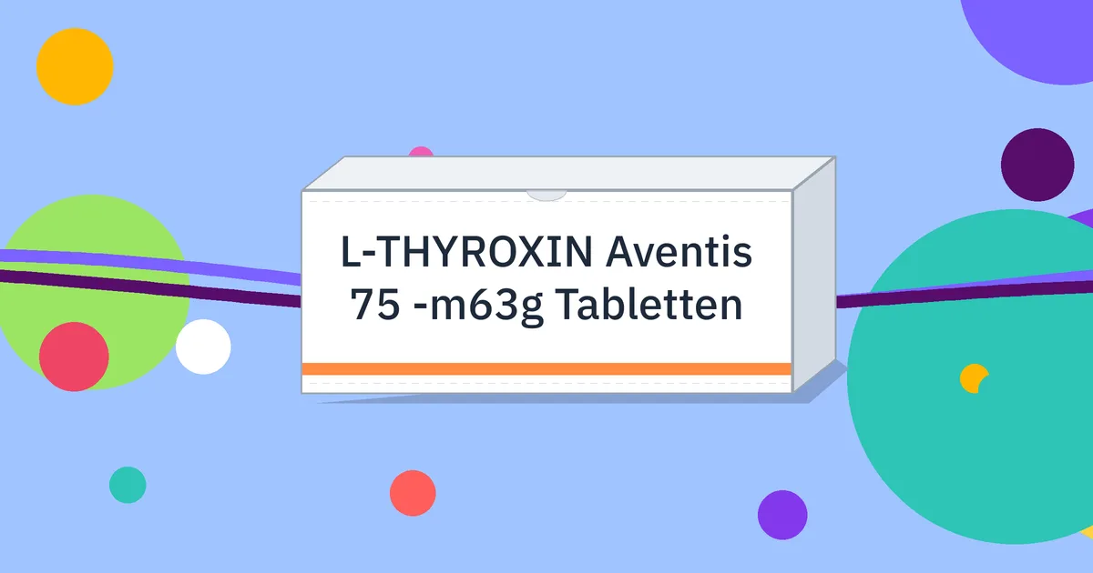 Symbolbild: Packung mit der Aufschrift L-THYROXIN Aventis 75 -m63g Tabletten (PZN 12727109) – Verfügbarkeit und Bezug in Apotheken in Frankfurt am Main