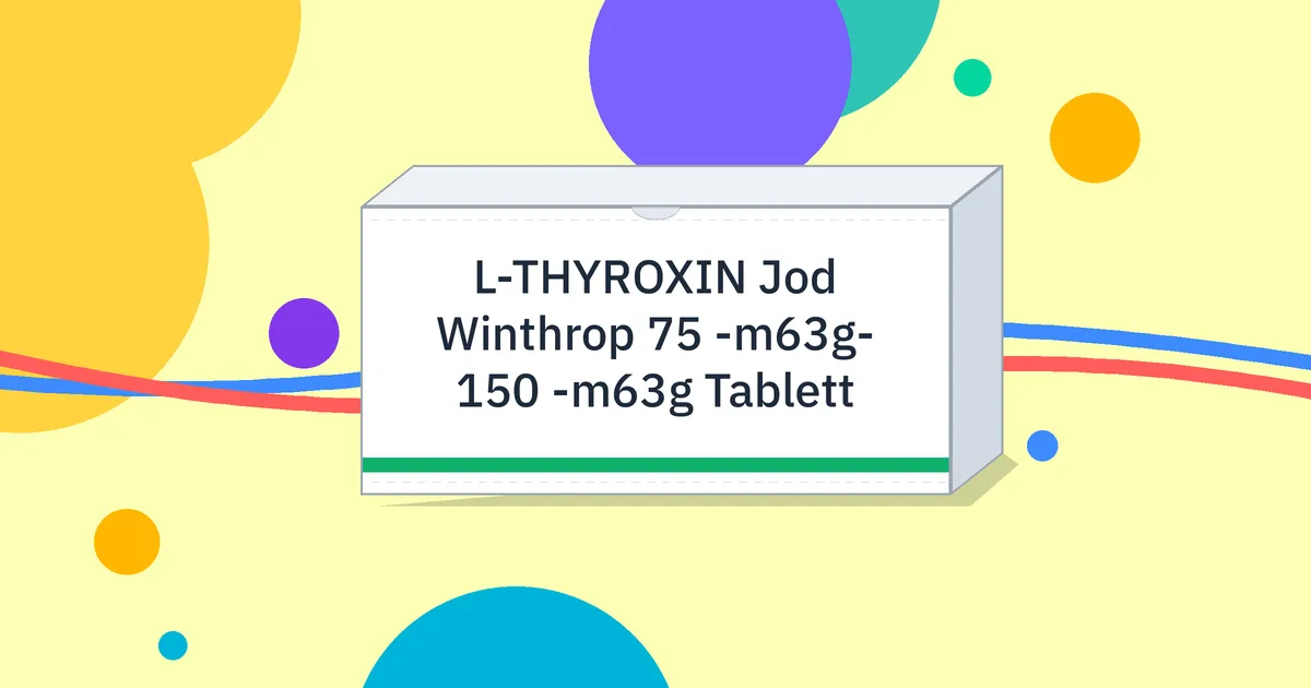 Symbolbild: Packung mit der Aufschrift L-THYROXIN Jod Winthrop 75 -m63g-150 -m63g Tablett (PZN 06816582) – Verfügbarkeit und Bezug in Apotheken in Frankfurt am Main