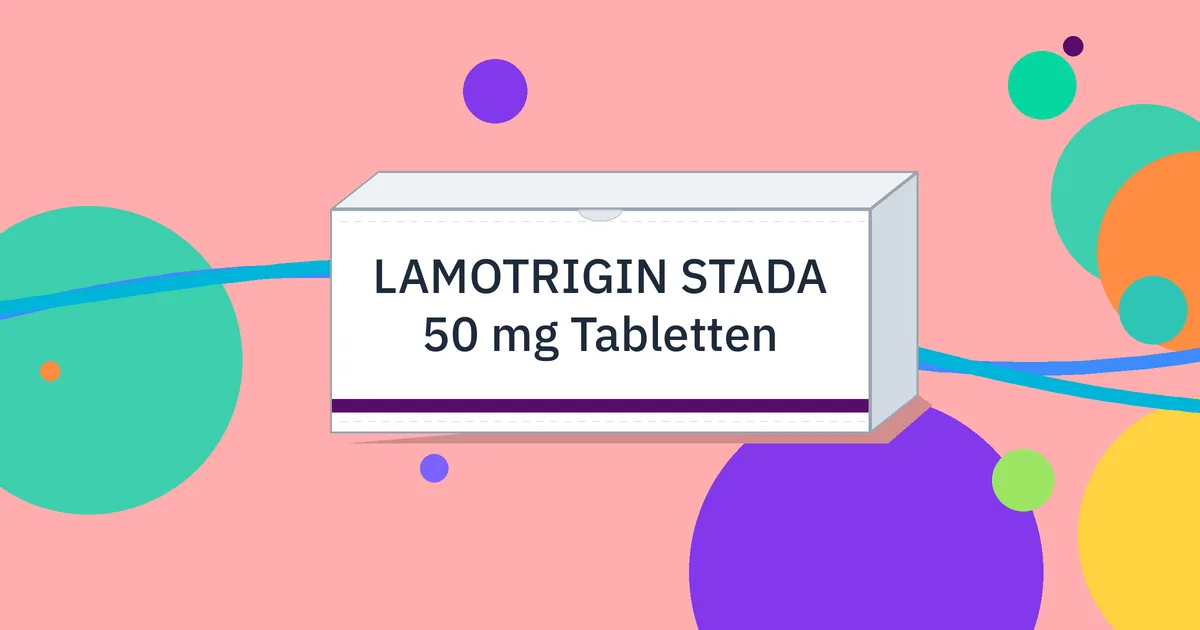 Symbolbild: Packung mit der Aufschrift LAMOTRIGIN STADA 50 mg Tabletten (PZN 04087653) – Verfügbarkeit und Bezug in Apotheken in Frankfurt am Main