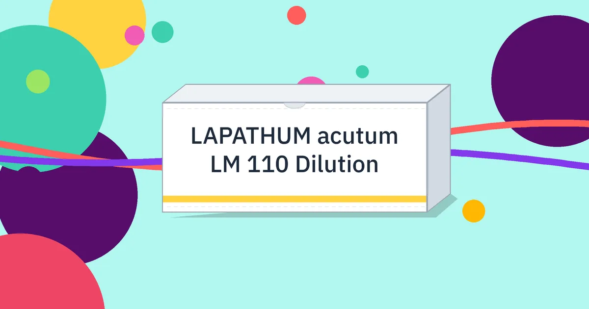 Symbolbild: Packung mit der Aufschrift LAPATHUM acutum LM 110 Dilution (PZN 13522987) – Verfügbarkeit und Bezug in Apotheken in Frankfurt am Main