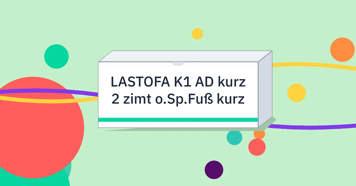 Symbolbild: Packung mit der Aufschrift LASTOFA K1 AD kurz 2 zimt o.Sp.Fuß kurz (PZN 13786640) – Verfügbarkeit und Bezug in Apotheken in Frankfurt am Main