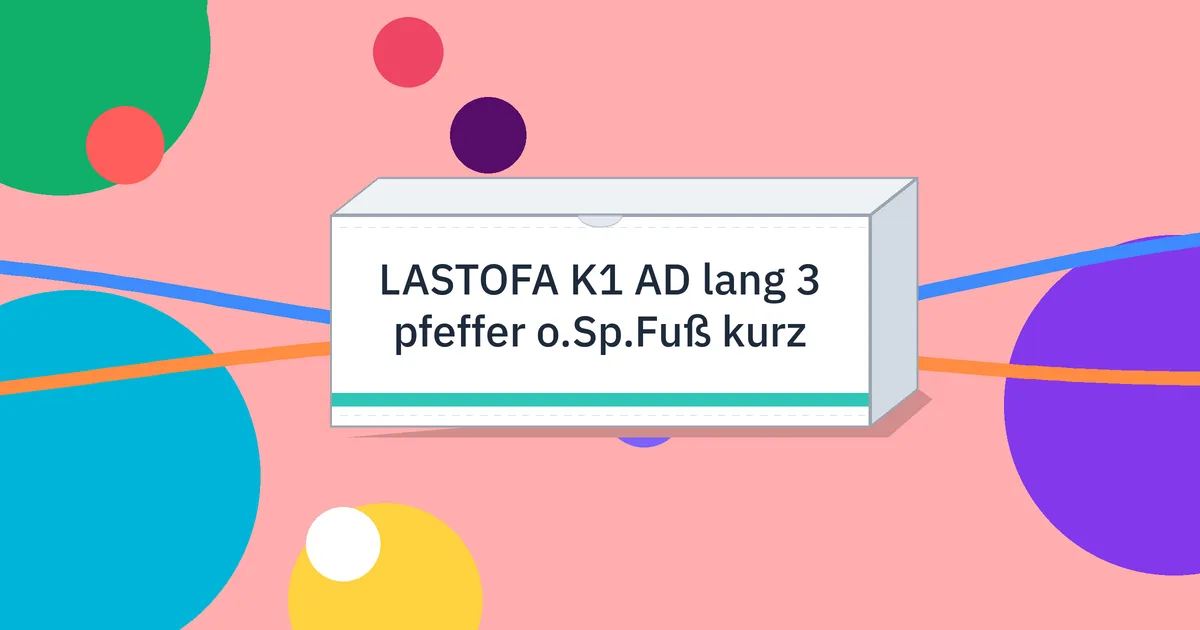 Symbolbild: Packung mit der Aufschrift LASTOFA K1 AD lang 3 pfeffer o.Sp.Fuß kurz (PZN 13787208) – Verfügbarkeit und Bezug in Apotheken in Frankfurt am Main