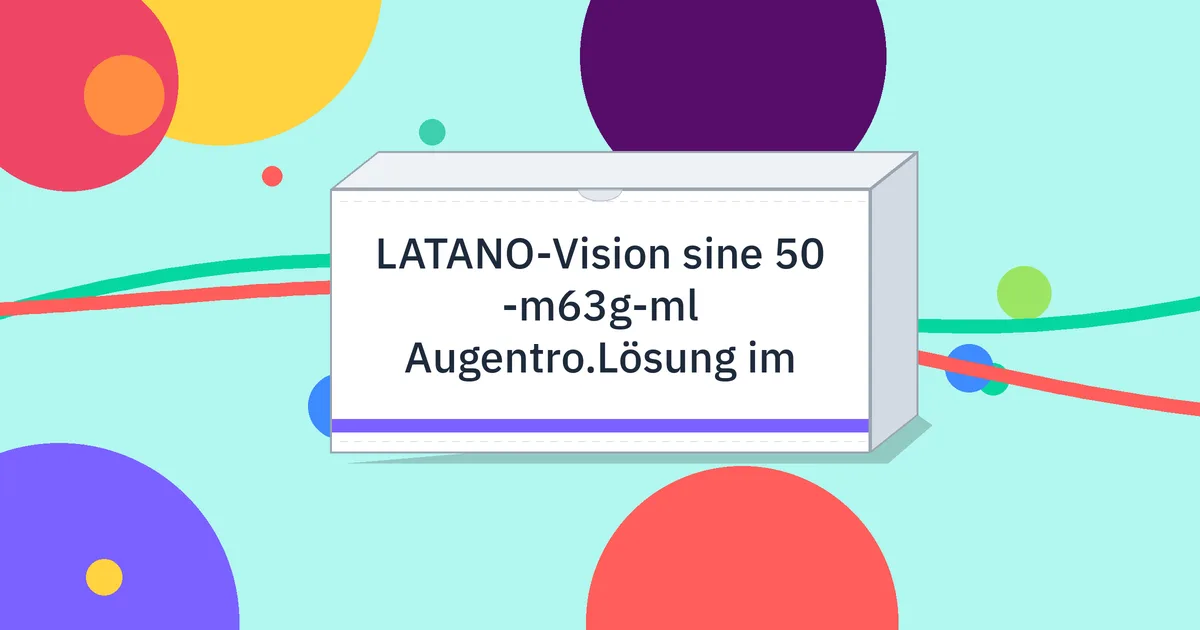 Symbolbild: Packung mit der Aufschrift LATANO-Vision sine 50 -m63g-ml Augentro.Lösung im (PZN 18831138) – Verfügbarkeit und Bezug in Apotheken in Frankfurt am Main